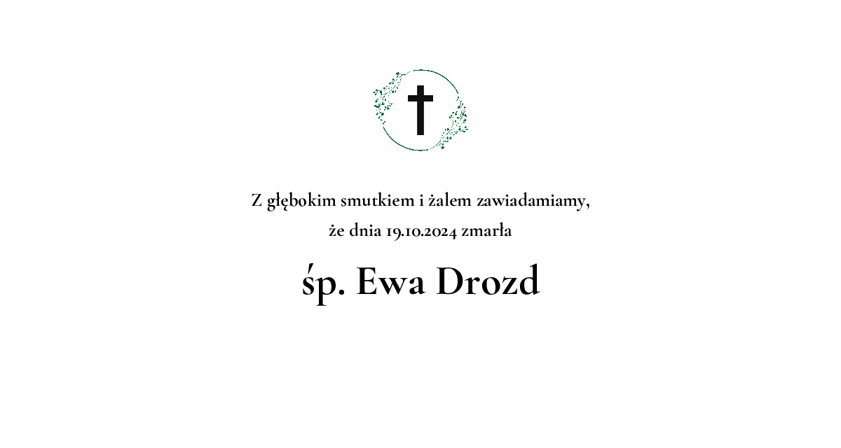 Nekrolog Ewa Drozd (65 lat) - Informacja o pogrzebie